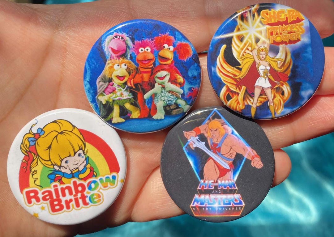 Set of 4 80s TV Shows 1.5" Pinback Buttons - Retro TV Show Gift - Gen-x ...