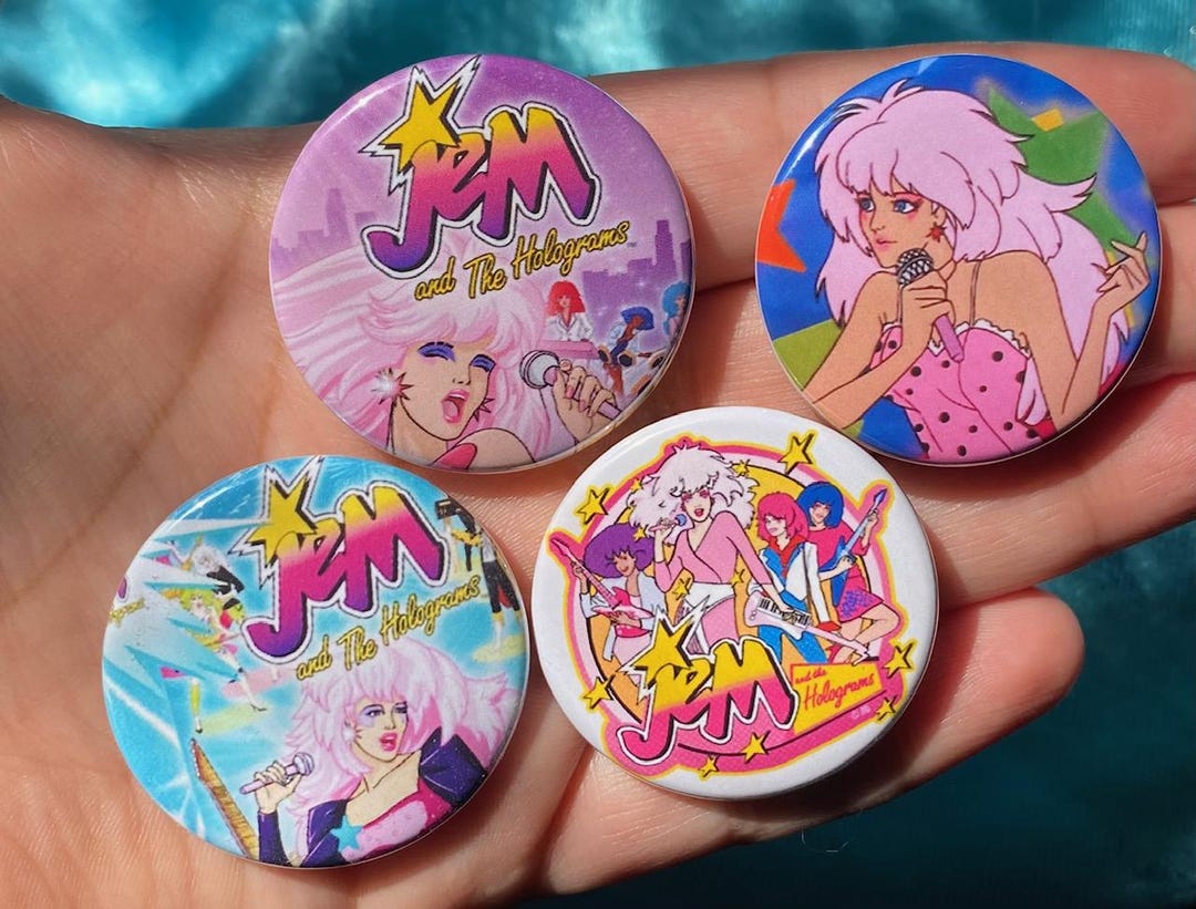 Set of 4 Jem & the Holograms Inspired 1.5" Pinback Buttons - 1.5" Cute ...