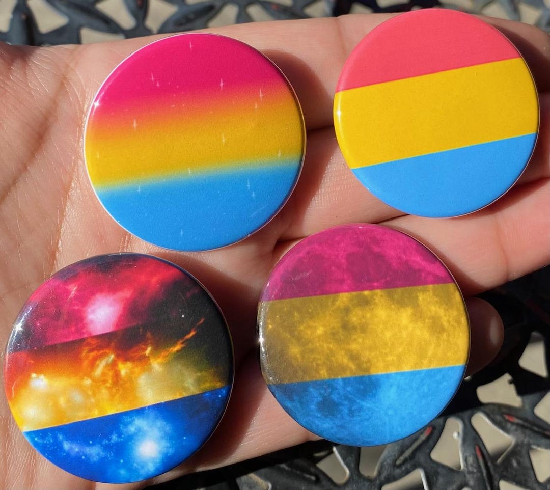 Set of 4 Pansexual Pride 1.5" Pinback Buttons - Subtle Designs - LGBTQ ...
