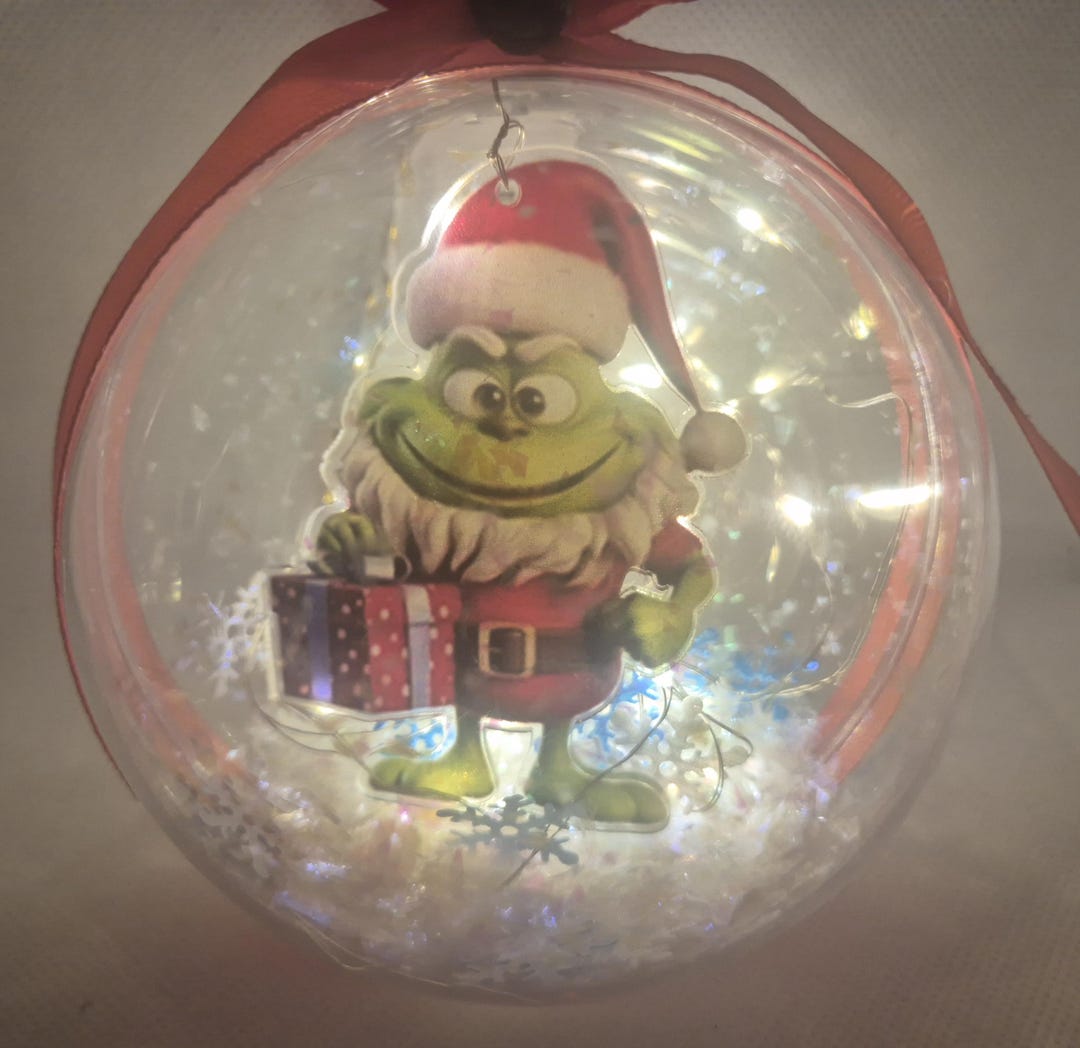Grinch Light up Christmas Bauble - Etsy