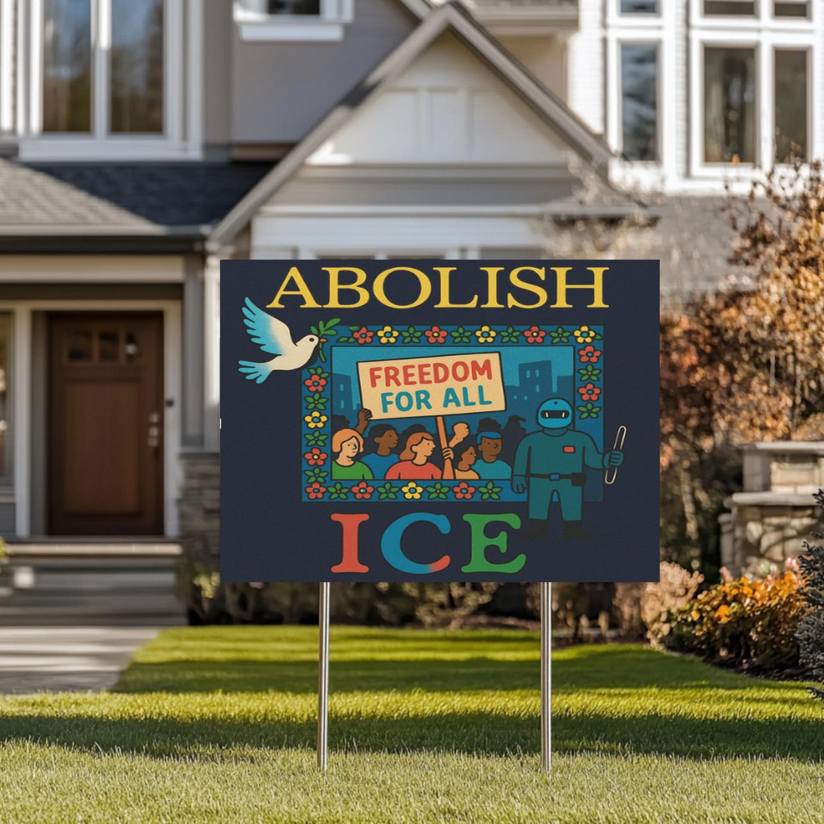 Abolish ICE Yard Sign - Protest Sign, Outdoor Decor, Political Sign ...