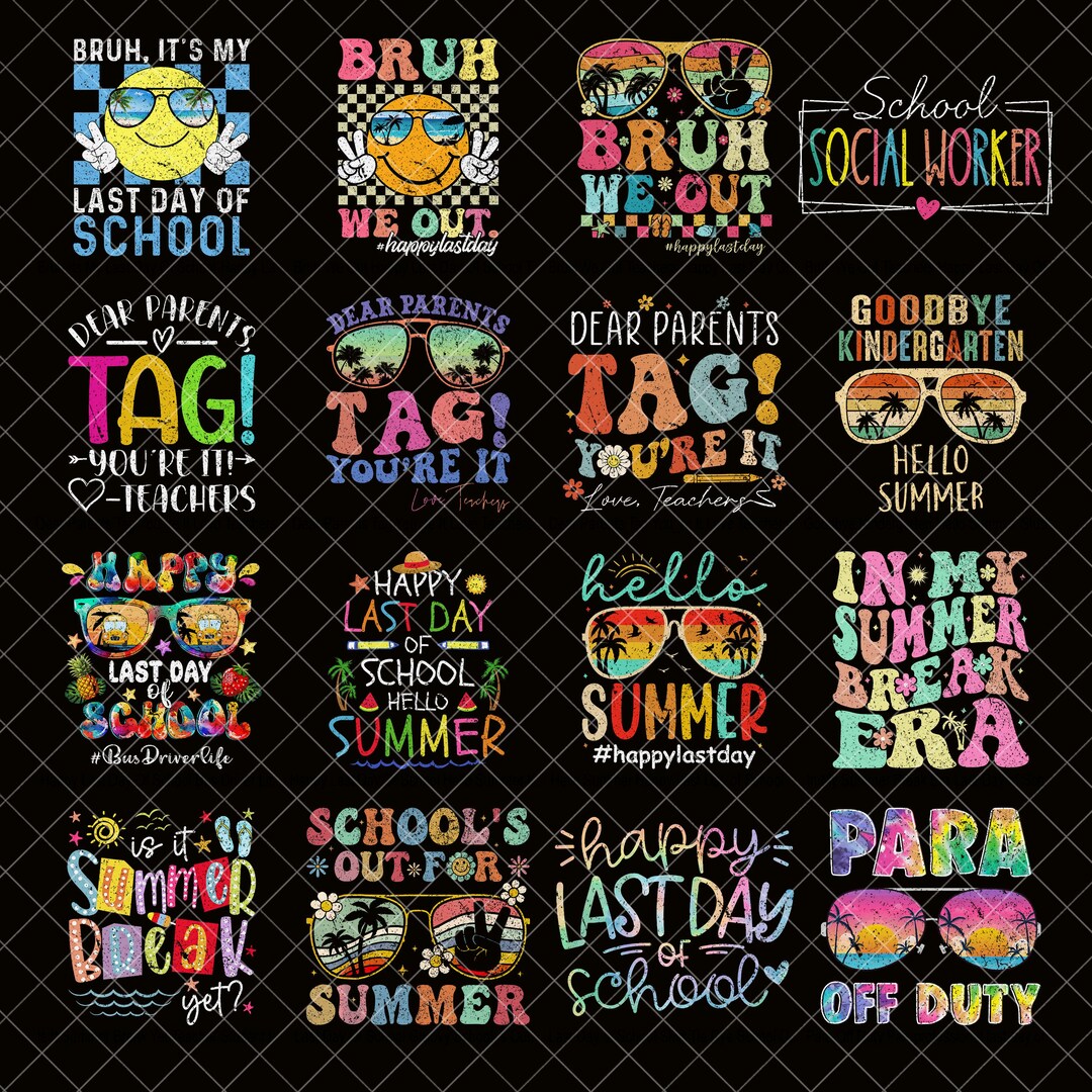 Last Day of School Png Bundle, Hello Summer Png, Teacher Design Png ...