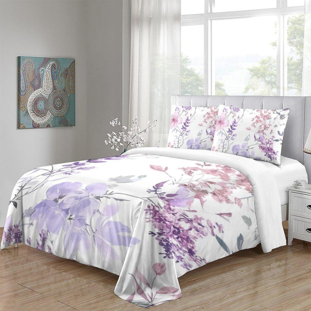 Fairy Purple Flower Duvet Cover Set, Custom Made Duvet Cover 3PCS ...