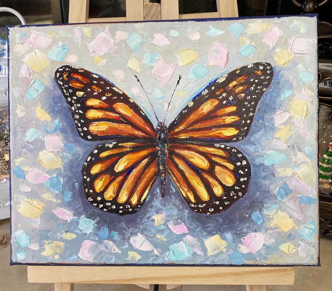 Monarch Butterfly Oil Painting, Impasto Floral Art, 10x8 Canvas - Etsy