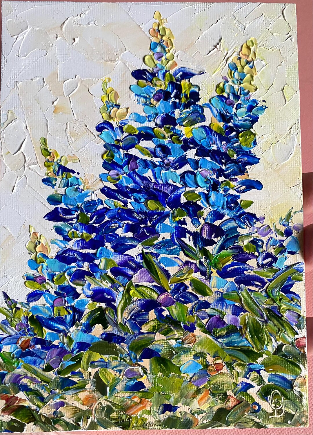 Taxes Bluebonnets Original Painting Oil Impasto 100% Hand-made 7inx5in ...