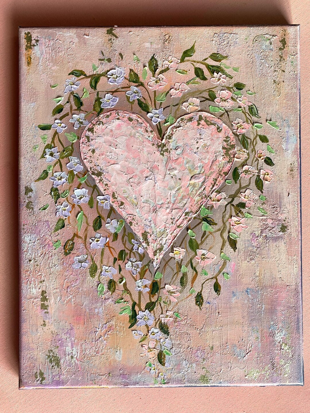 Heart Valentine's Day ORIGINAL Painting Acrylic Impasto Painting 100% ...