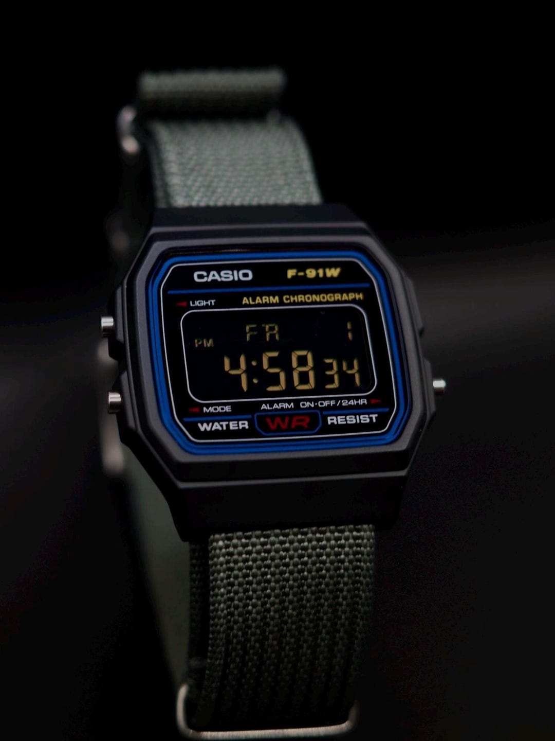 Casio F-91w Digital Watch Blackout Mod Hydrofill W/ Nato Strap - Etsy