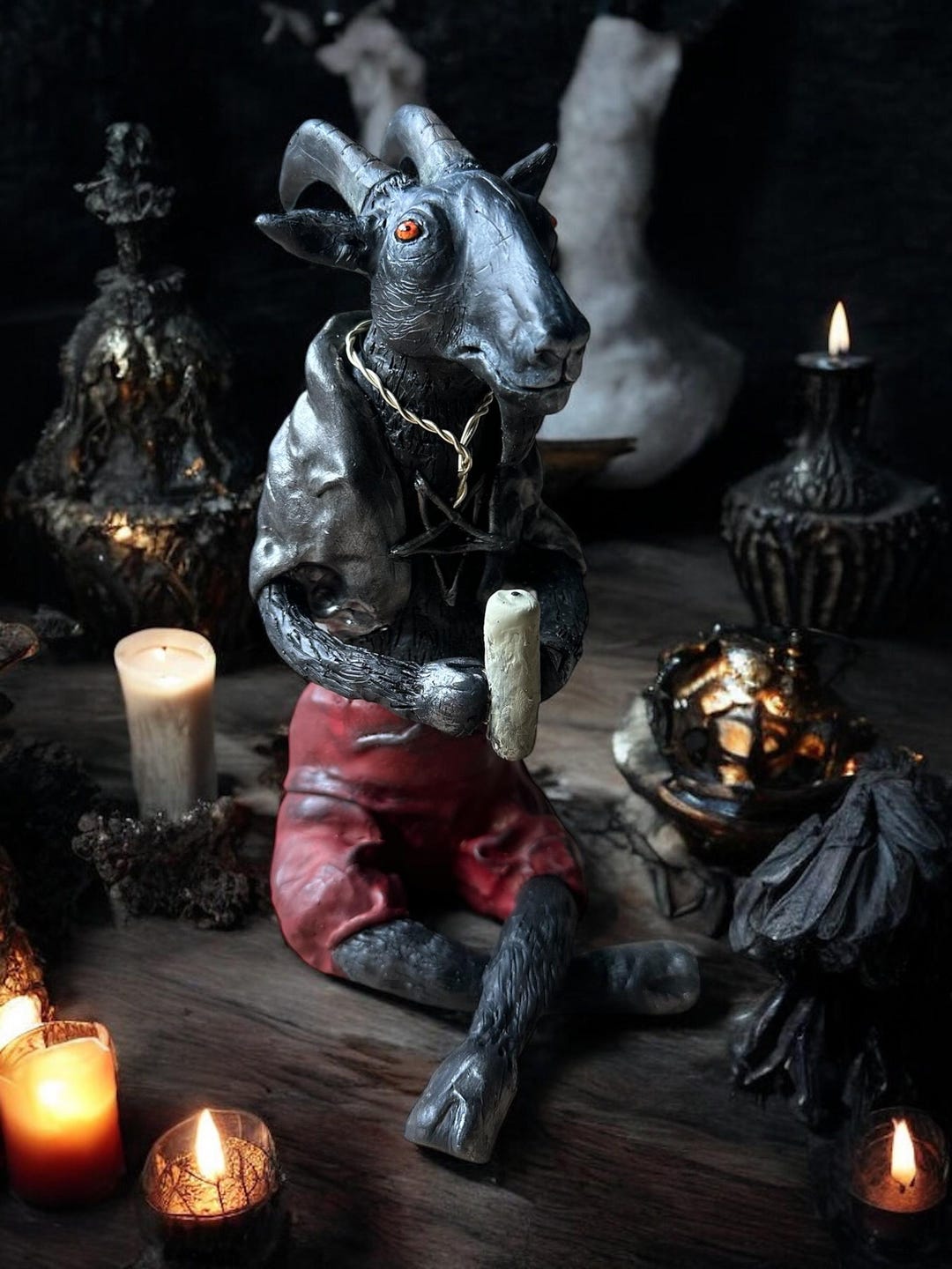 Goat Sculpture Custom Order Devil Sculpture Mystical Creature Unique ...