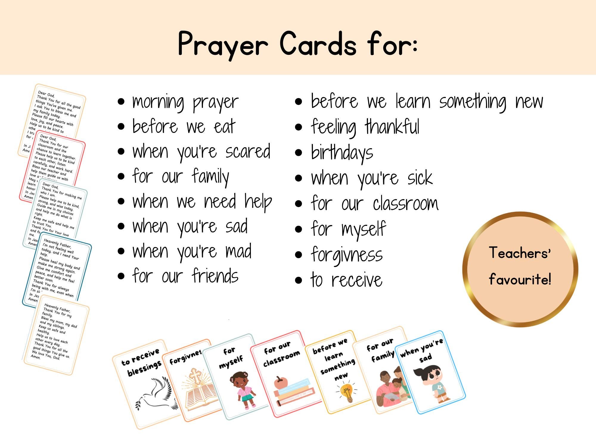 Children's Prayer Cards - Editable - Etsy
