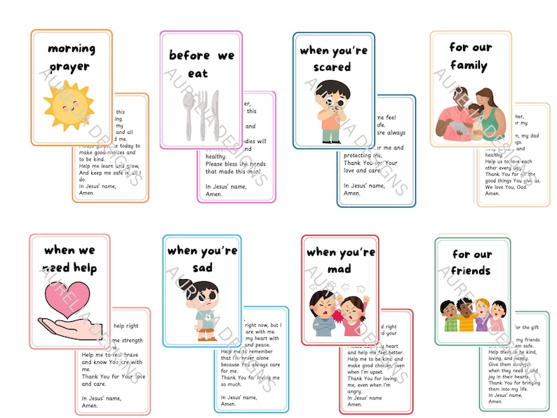 Children's Prayer Cards - Editable - Etsy