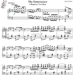The Entertainer - Scott Joplin Piano Sheet Music for Intermediate Level ...