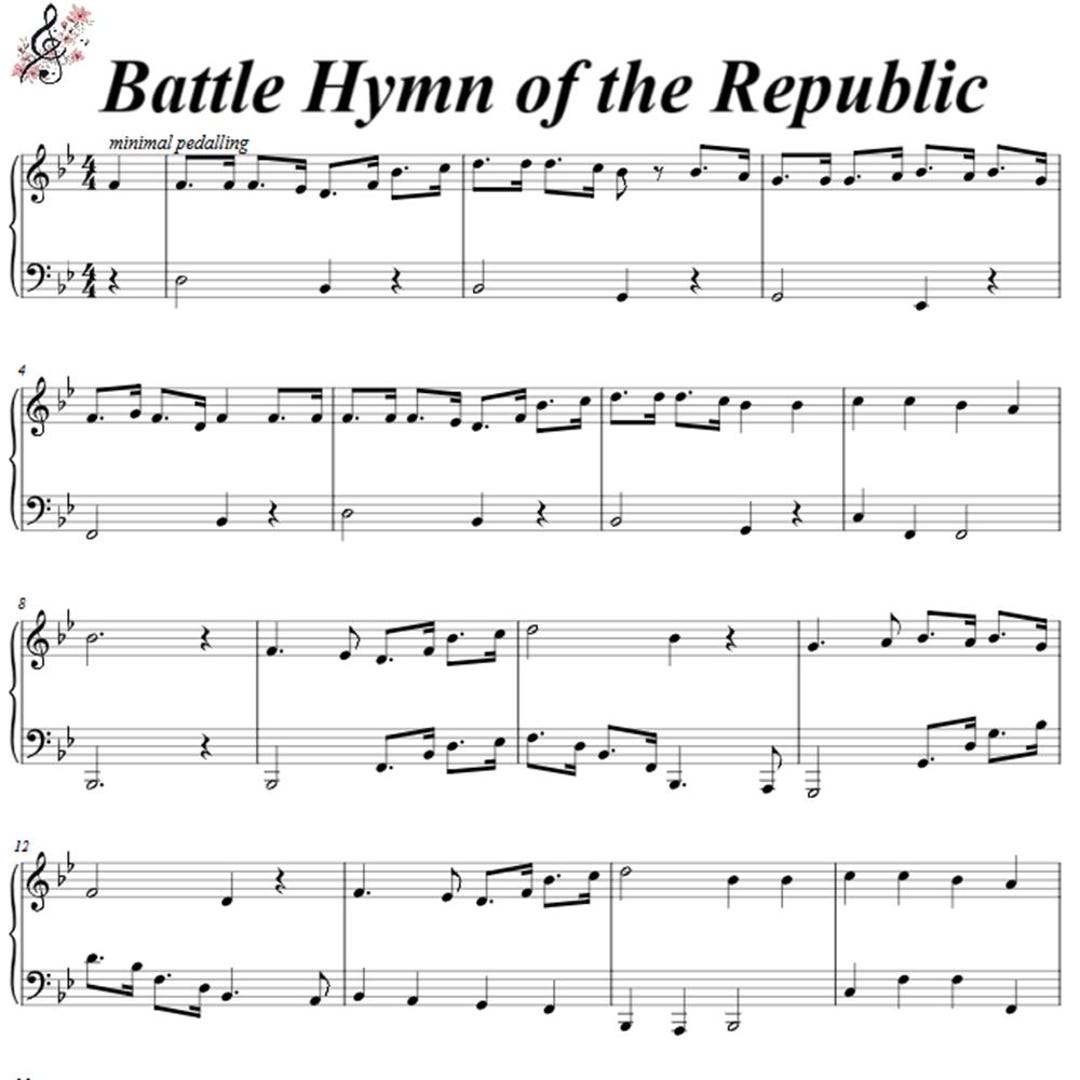 Battle Hymn of the Republic Piano Sheet Music: Easy Arrangement ...