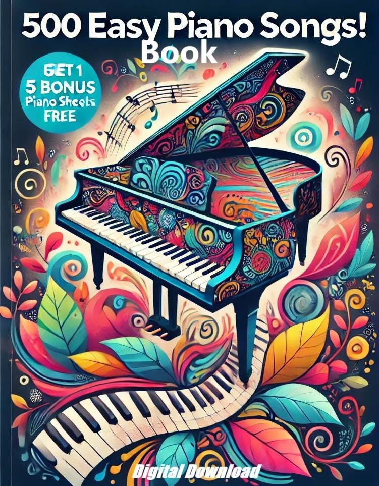 500 Easy Piano Sheet Music Bundle beginner to Easy Level, Printable ...