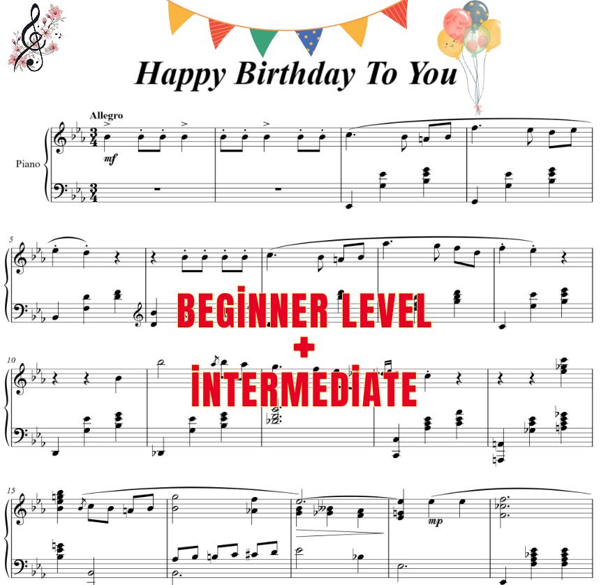 Happy Birthday to You Easy Piano Sheet | Kids & Adults | Digital ...