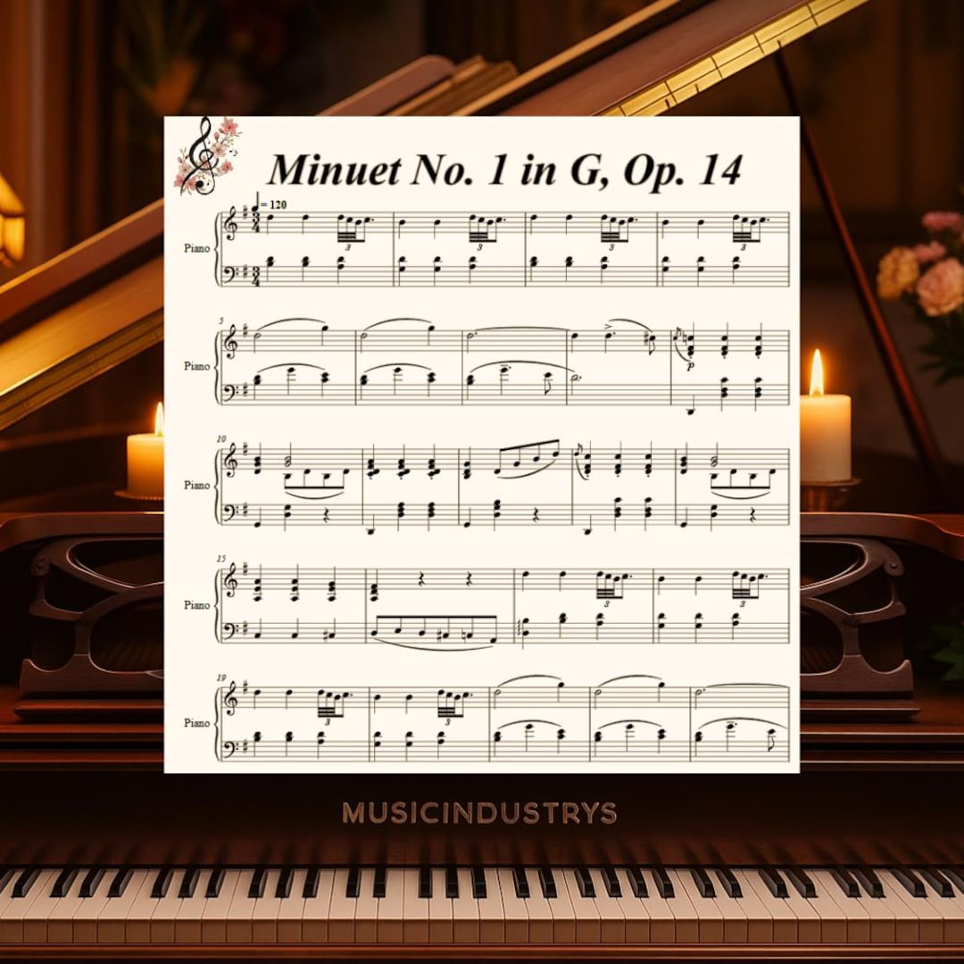 Minuet No. 1 in G, Op. 14 Piano Sheet Music: Beginner Level Grade 4 ...