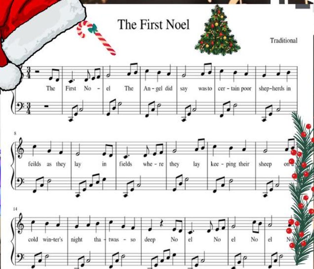 The First Noel Easy Piano Sheets Traditional Christmas Carol Piano ...