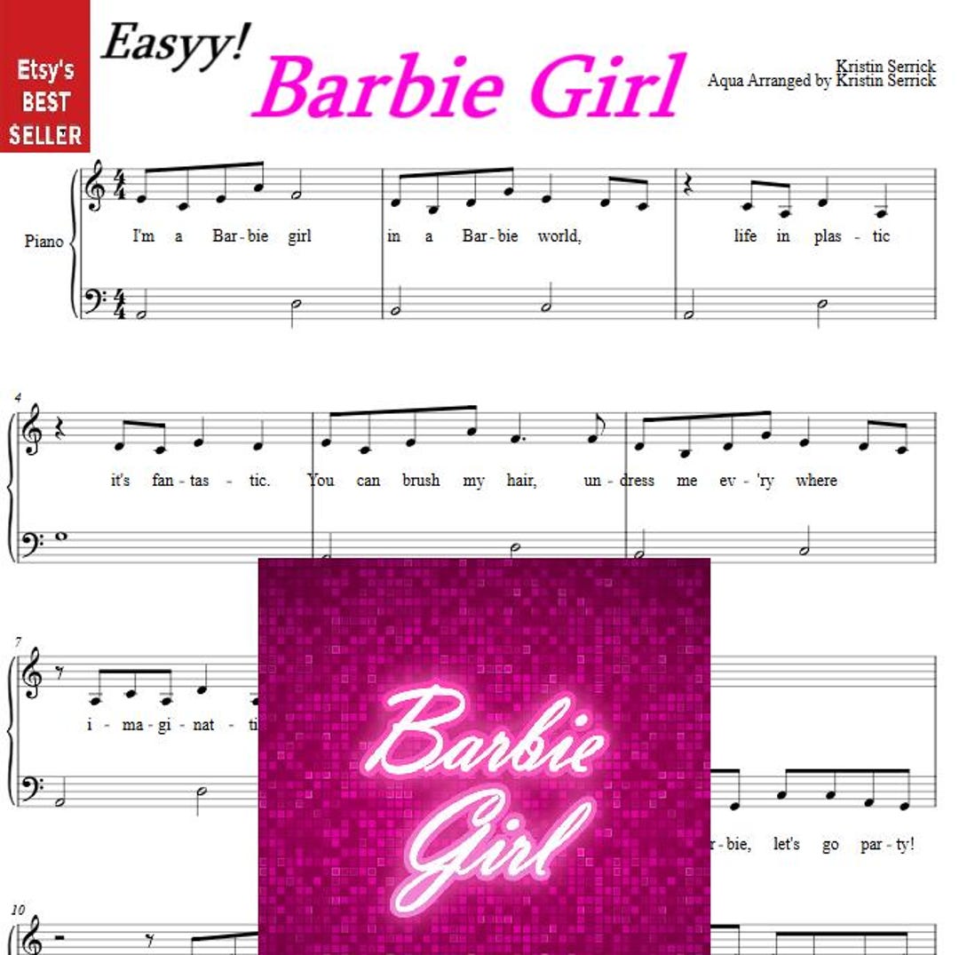 Barbie Girl Piano Sheets 2 Pages Digital Download, Printable Music ...