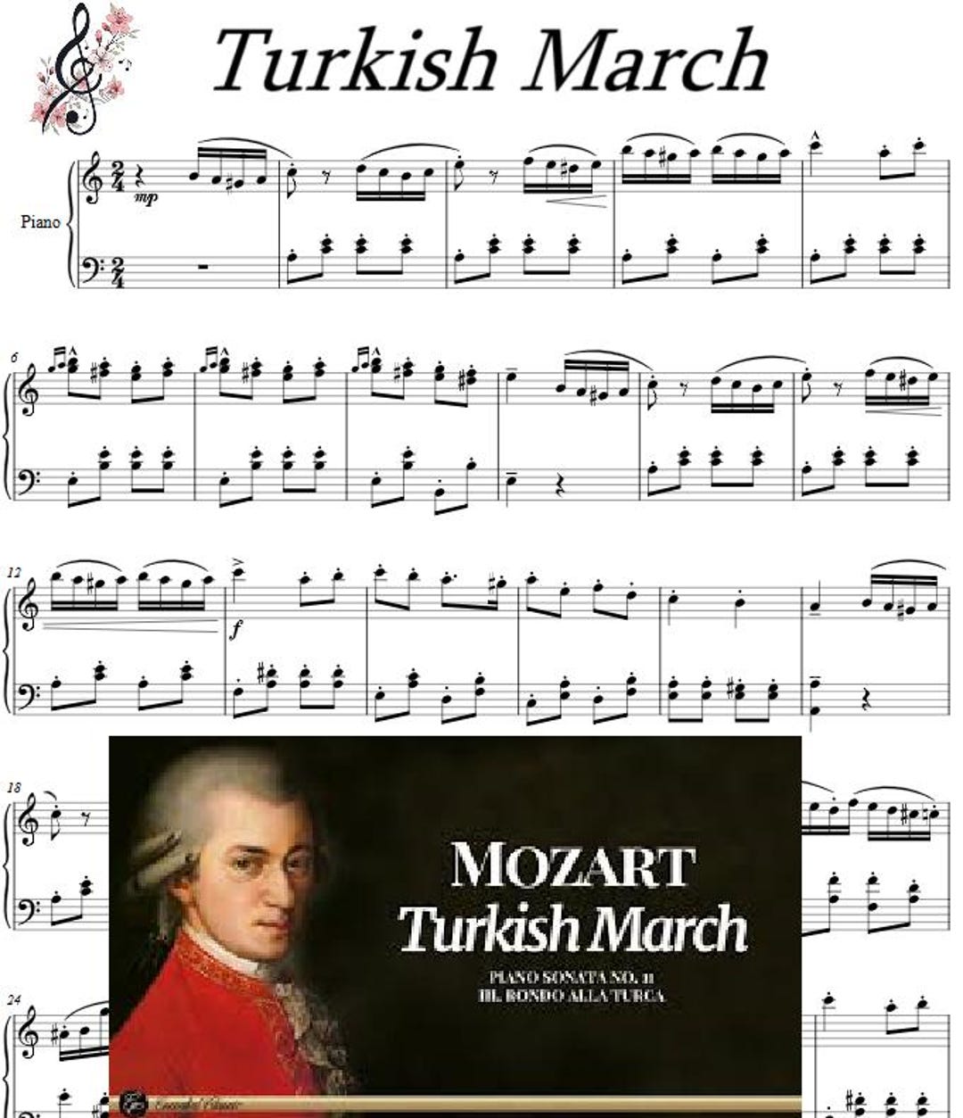 Turkish March Piano Sheet Music: Intermediate Level (digital Download ...