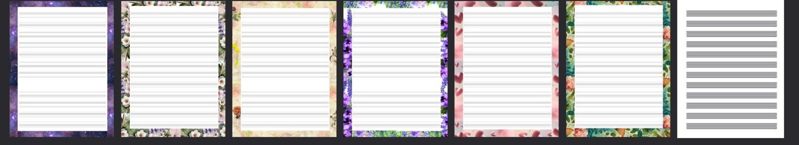 Blank Sheet + 6 Colorful Background Sheet Music Templates for Musicians ...