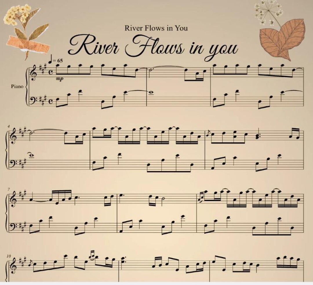 River Flows in You Vintage Piano Sheets 3 Pages Digital Download ...