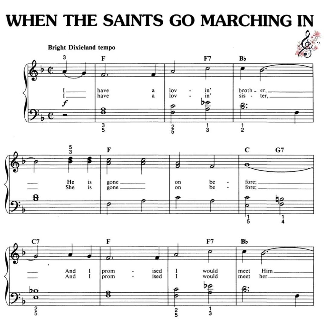 When the Saints.. Piano Sheet Music,easy Piano Arrangement, Printable ...