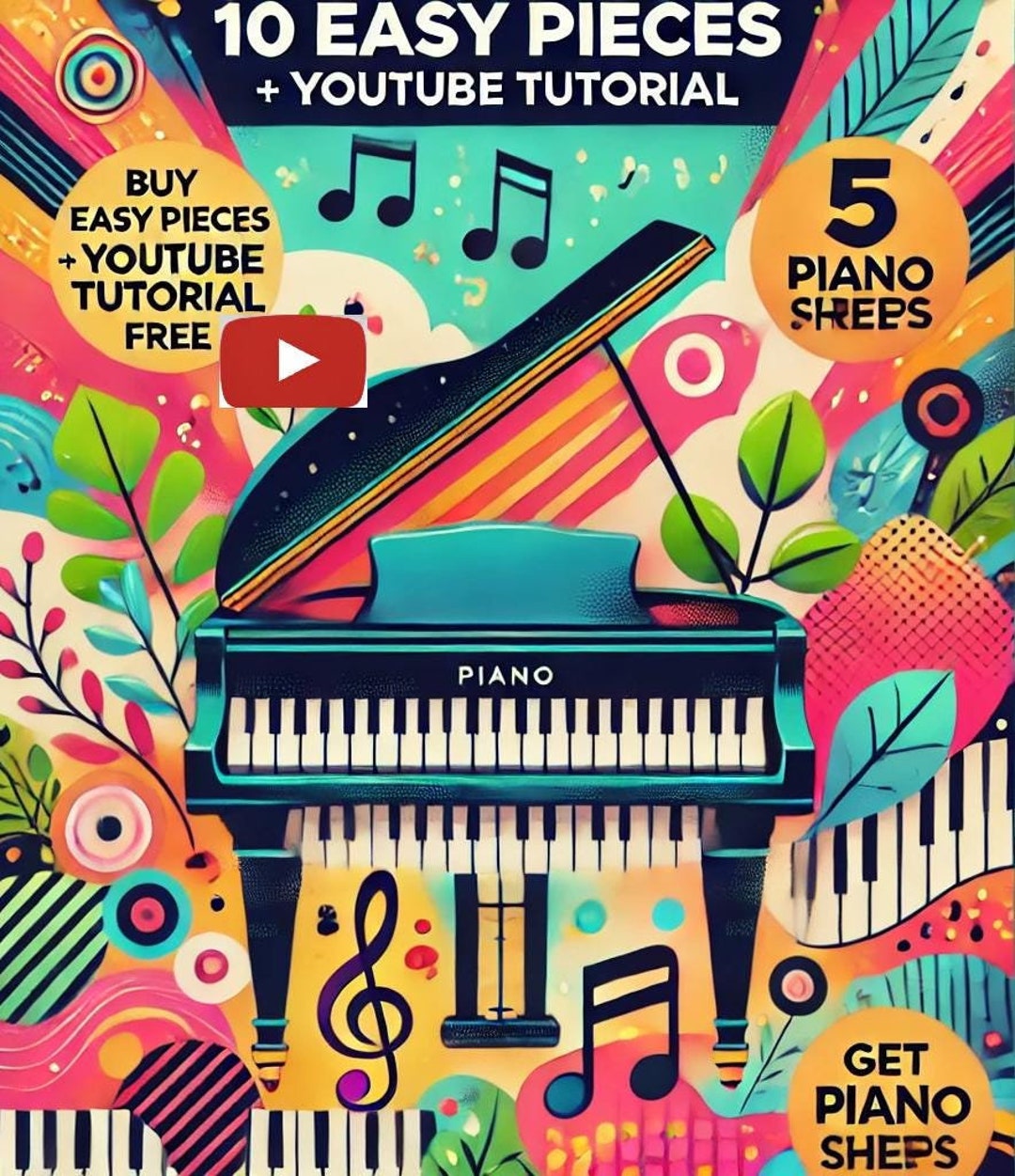 10 Piano Sheet Music Bundle - Digital Download, Youtube Tutorial ...