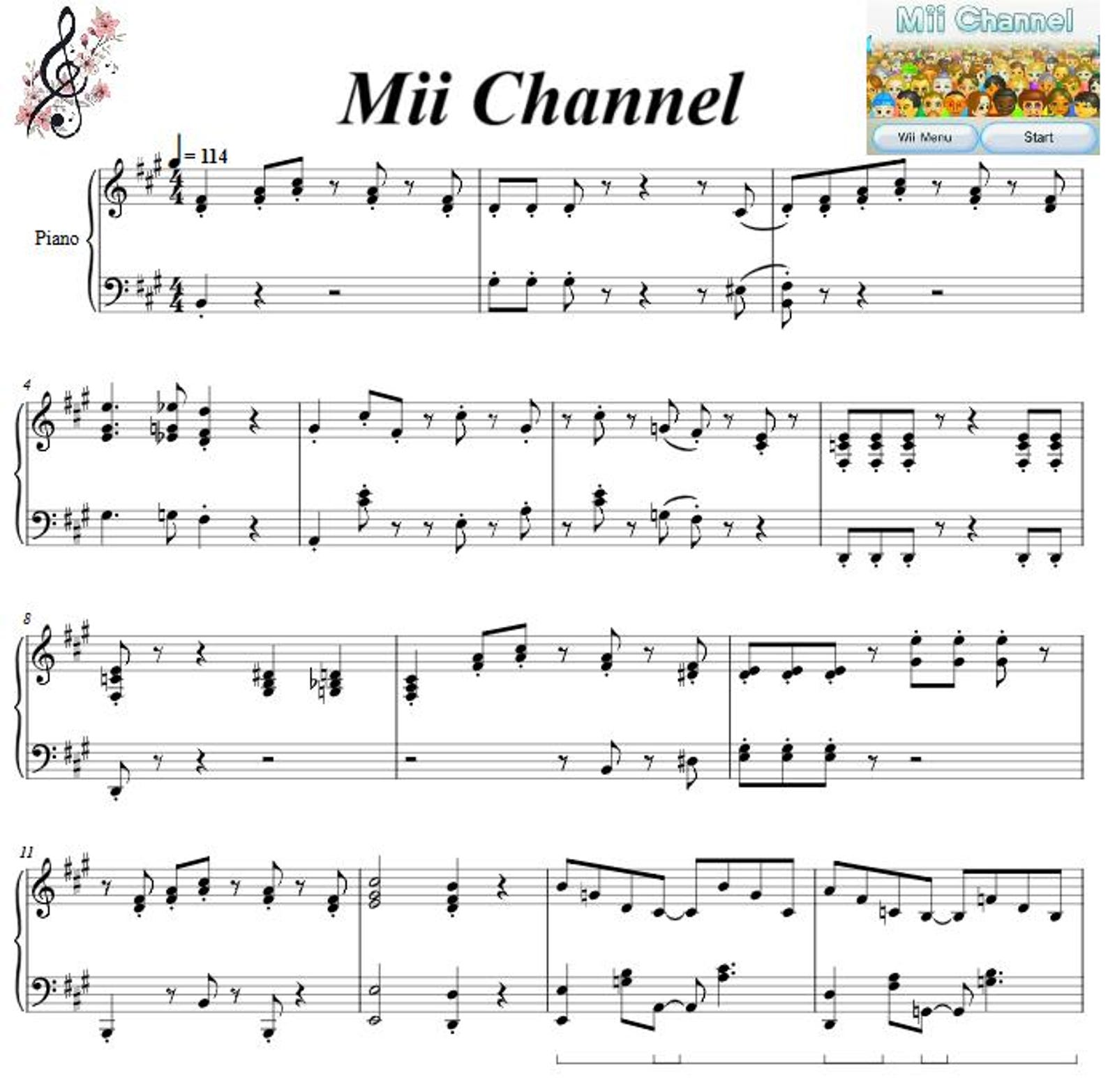 Mii Channel Piano Sheet Music: Intermediate Level (digital Download) - Etsy