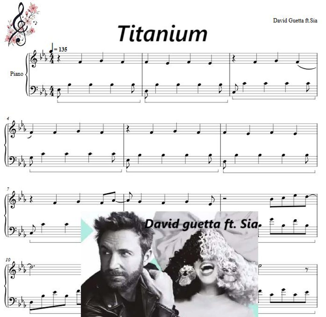 Titanium Piano Sheets 6 Pages Digital Download, Printable Music, Music ...