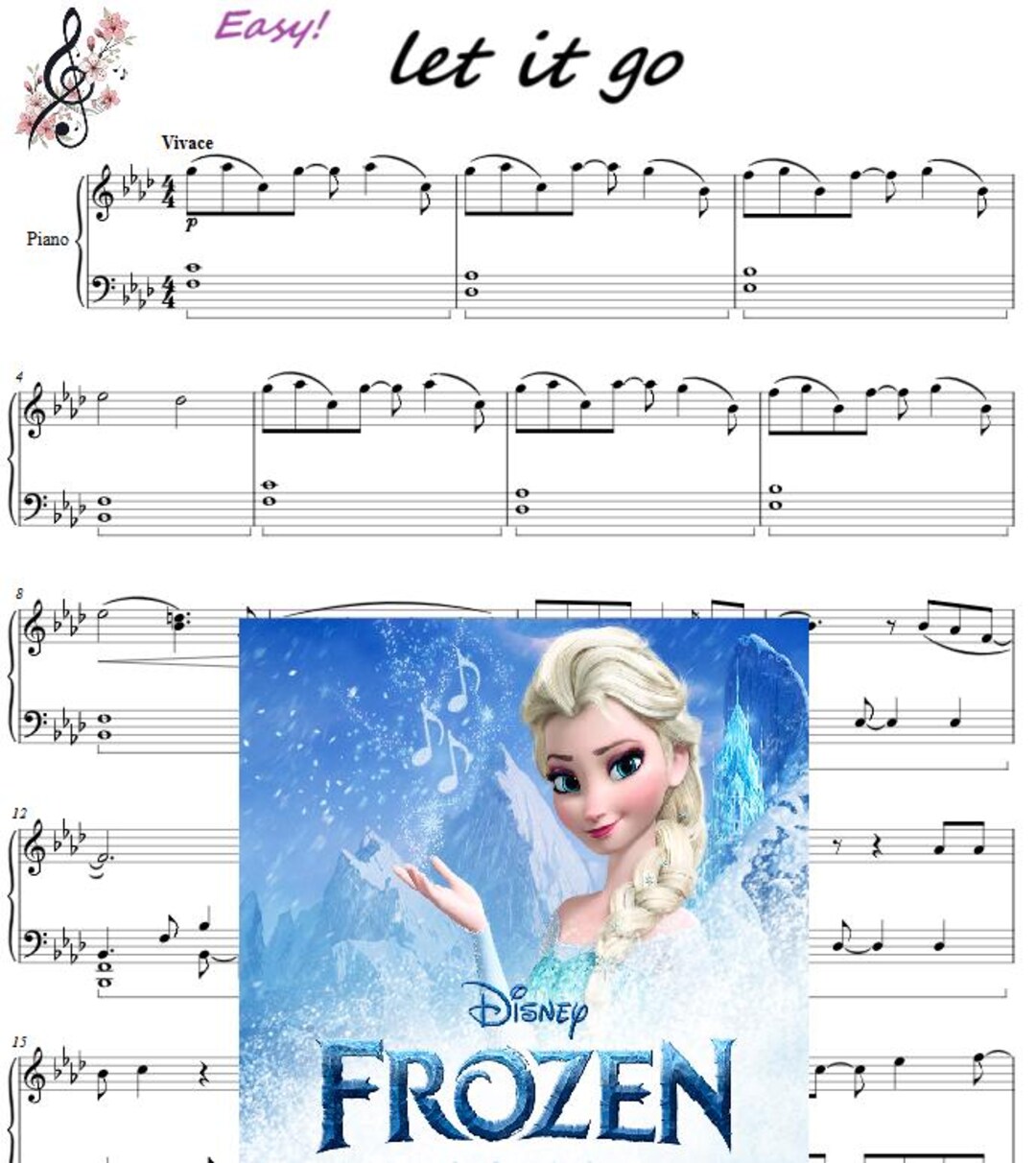 Let It Go Piano Sheets 7 Pages Digital Download, Printable Music, Music ...