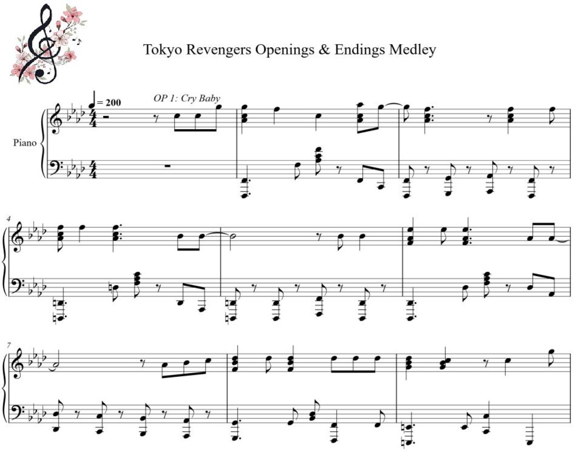 50 Anime Songs Piano Sheet Music Bundle (digital Download) Includes ...