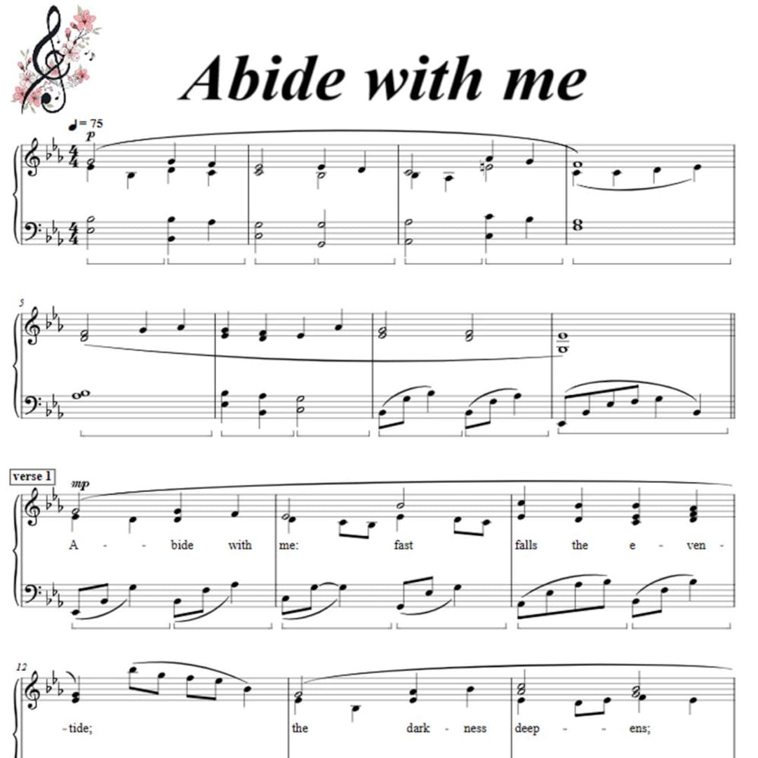 Abide With Me Piano Sheet Music, 7 Pages, Easy Piano Arrangement ...