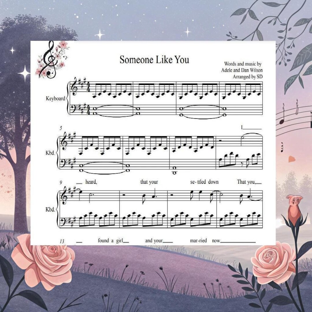 Someone Like You - Piano Sheet Music (7 Pages, Intermediate Level ...