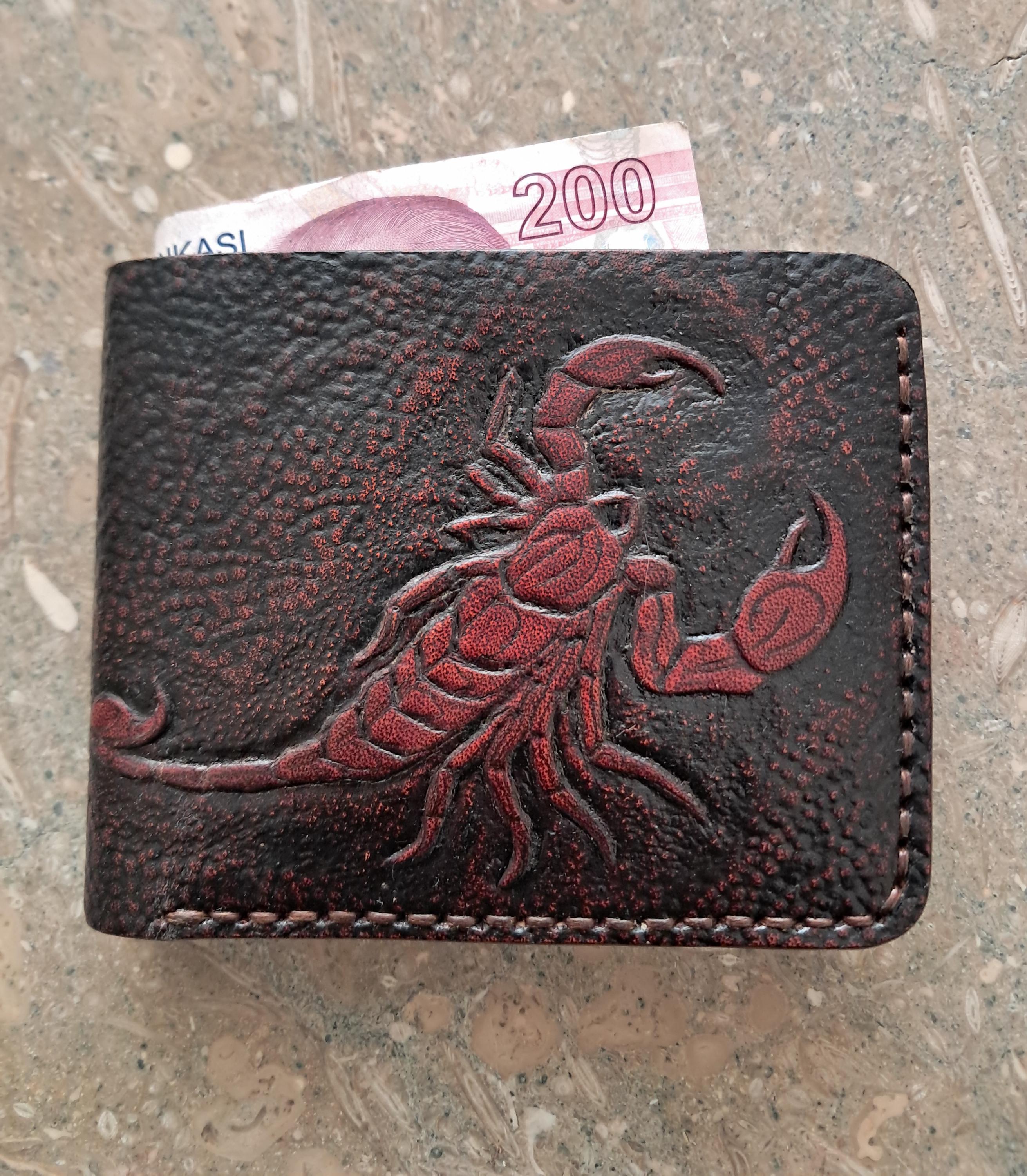 Wallet With Engraving and Shape Processing on Natural Leather - Etsy