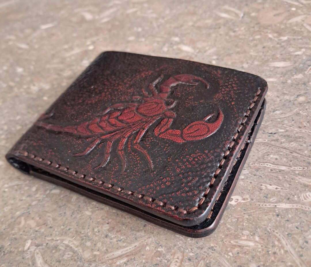 Wallet With Engraving and Shape Processing on Natural Leather - Etsy