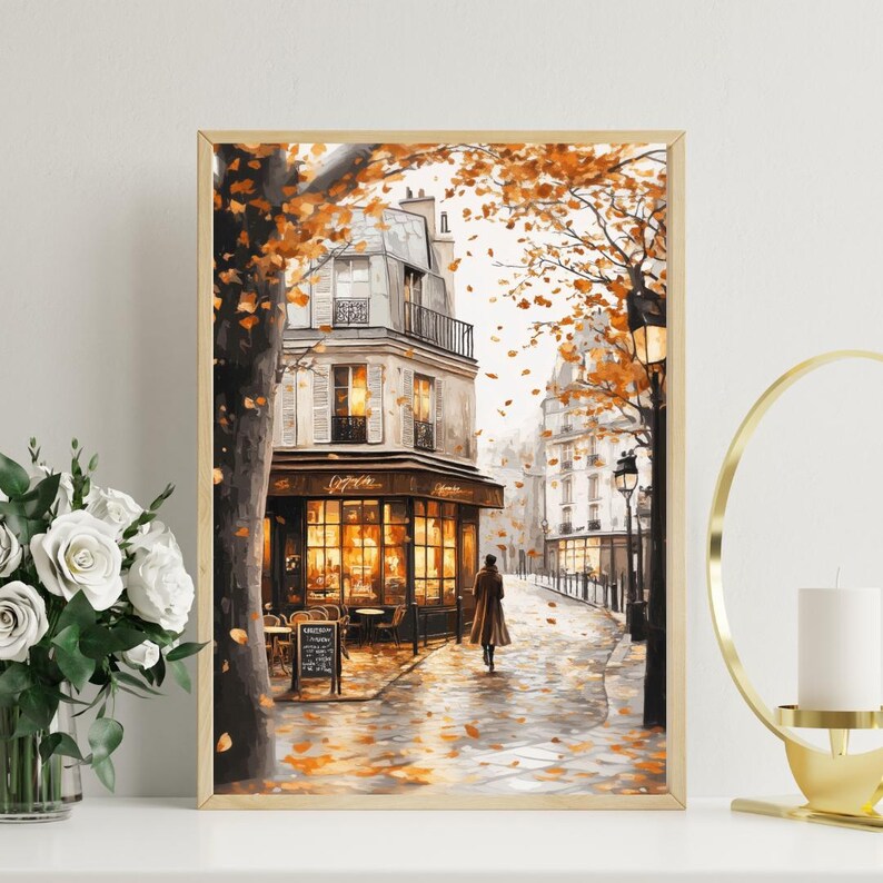 Autumn in Montmartre Paris Wall Art Print | Cozy Fall Street Scene ...