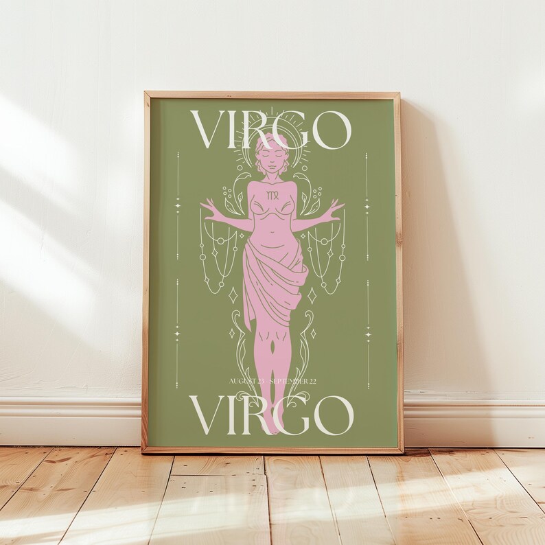 Impressão do signo de Virgem, Arte de parede com o signo do zodíaco ...