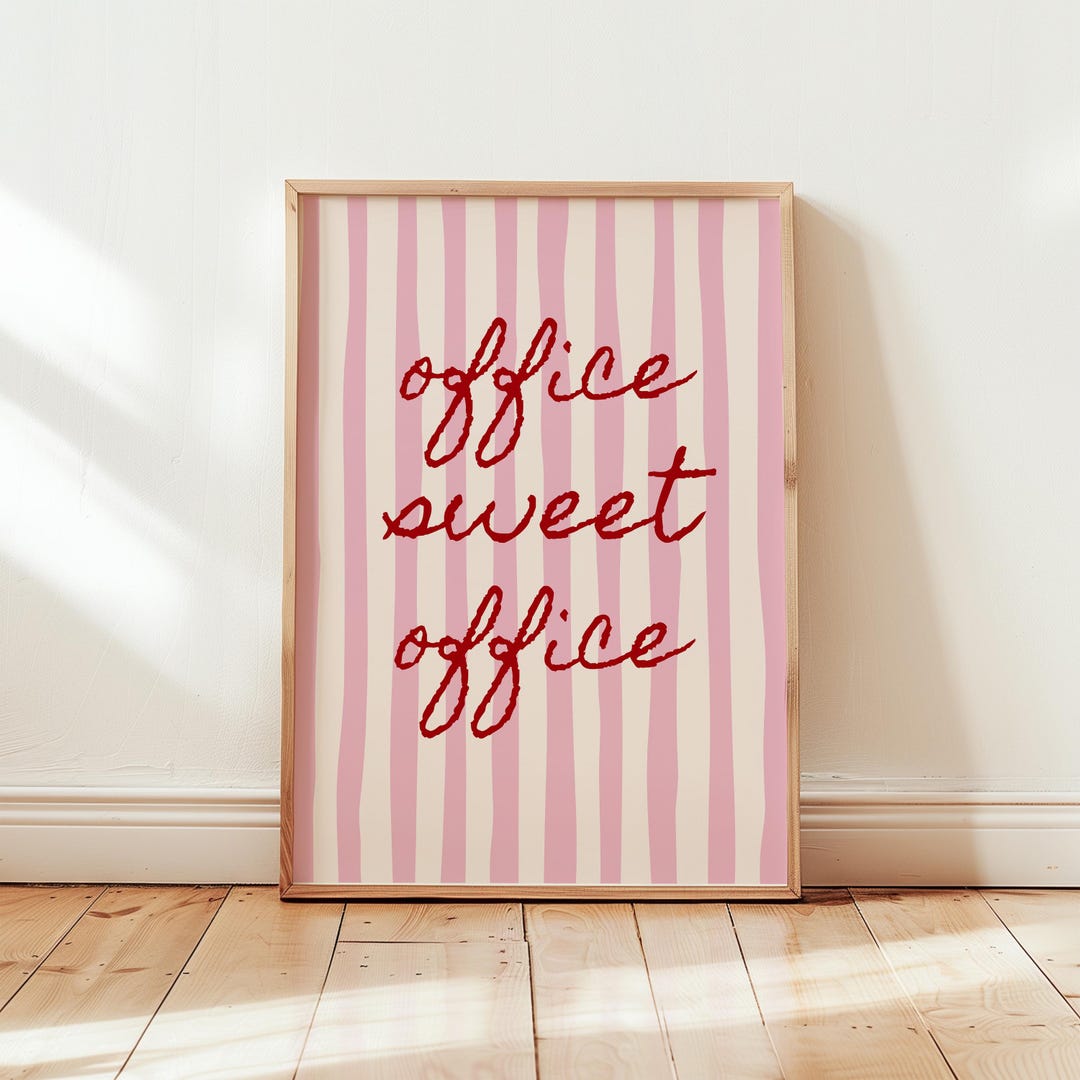 Office Sweet Office Print, Work From Home Gift, Home Office Decor, Pink ...