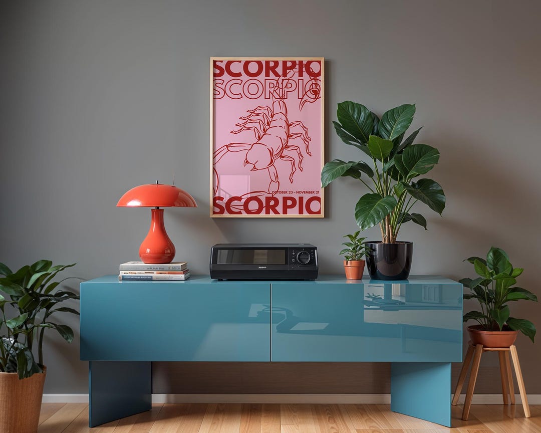 Scorpio Print, Scorpio Vintage Poster, Zodiac Sign Retro Wall Art ...
