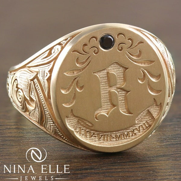 Mens Monogram Ring - Etsy