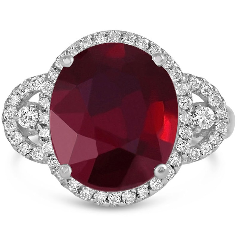 8.06ctw Oval Cut Rich RED RUBY & Diamonds Engagement Ring Rub2000 - Etsy