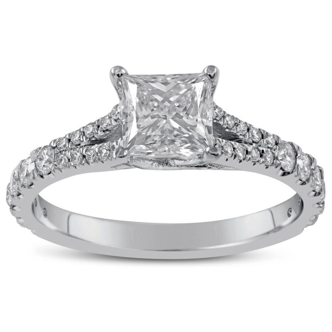 PRINCESS Cut Split Shank Style Diamond Engagement Ring P2 - Etsy