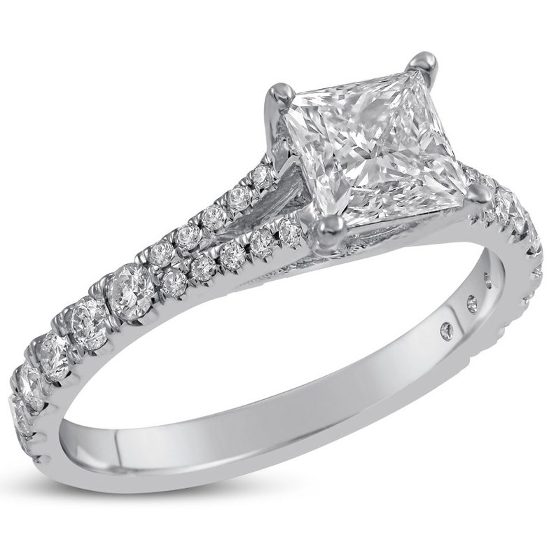 PRINCESS Cut Split Shank Style Diamond Engagement Ring P2 - Etsy