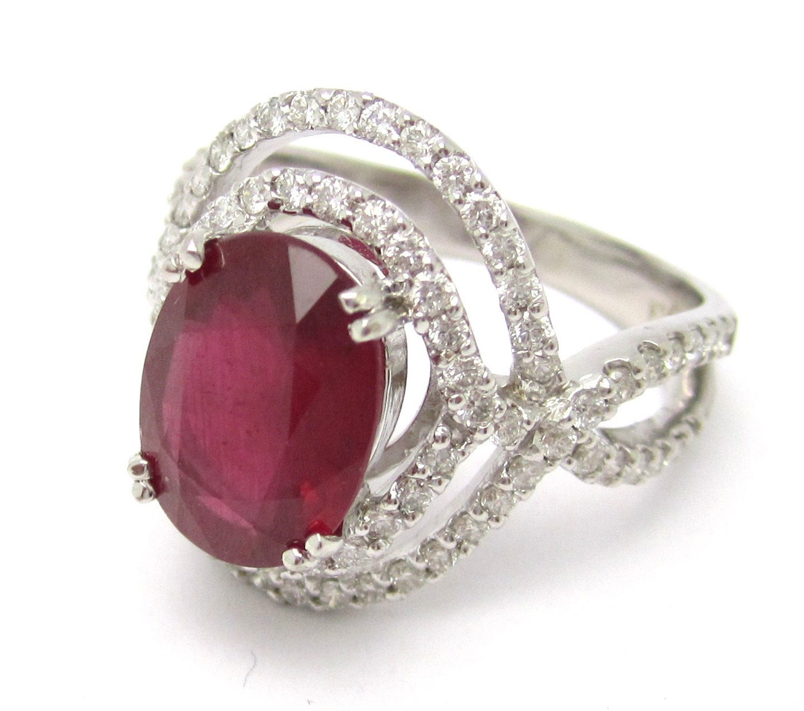 4.59ctw Oval Cut Rich RED RUBY & Diamonds Engagement Ring Rub1500 - Etsy