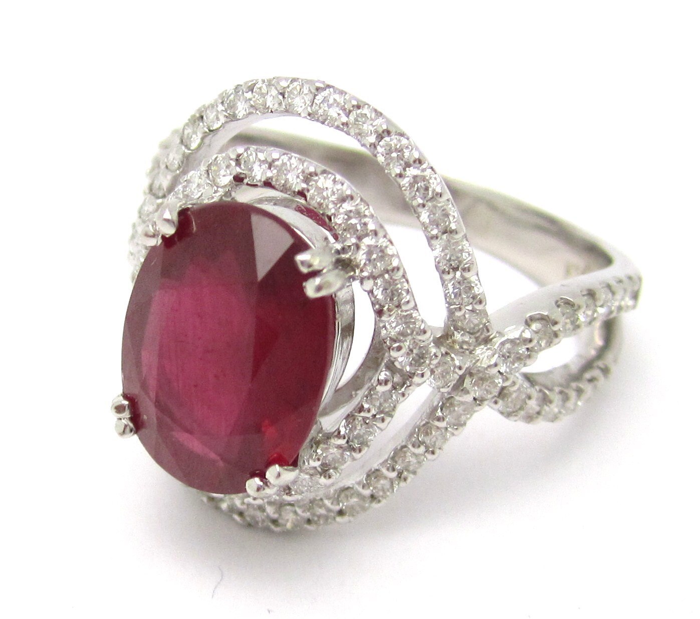 4.59ctw Oval Cut Rich RED RUBY & Diamonds Engagement Ring Rub1500 - Etsy