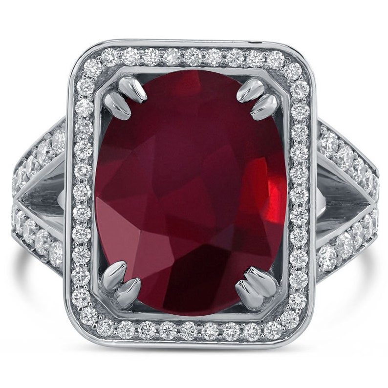 Incredible LARGE Red Ruby Ring in 14k Solid White Gold - Etsy