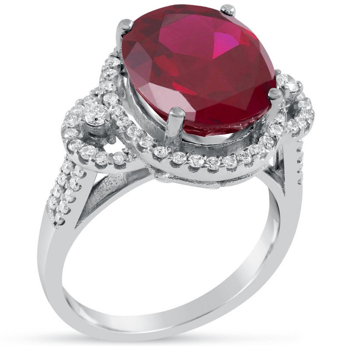 8.06ctw Oval Cut Rich RED RUBY & Diamonds Engagement Ring Rub2000 - Etsy