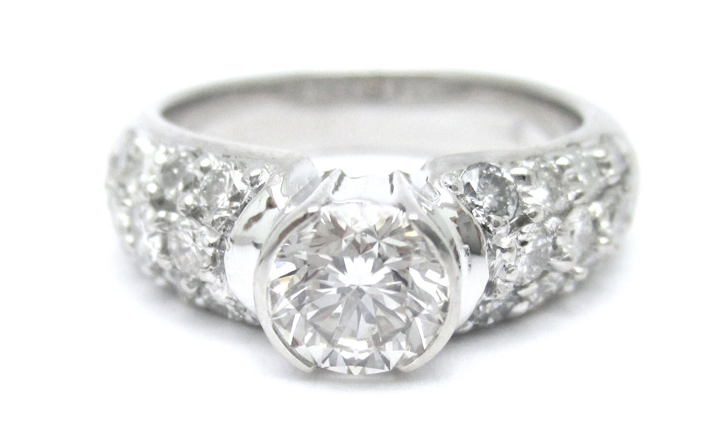 2ctw Round Cut Semi Bezel Pave Diamond Engagement Ring 14k - Etsy