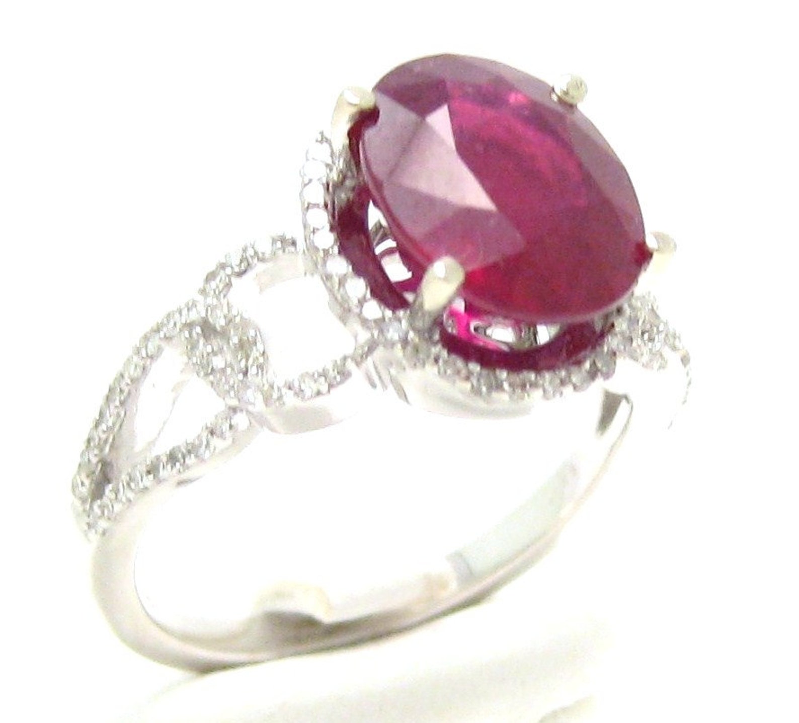 Oval Cut Rich RED RUBY & Diamonds Engagement Ring Rub900 - Etsy