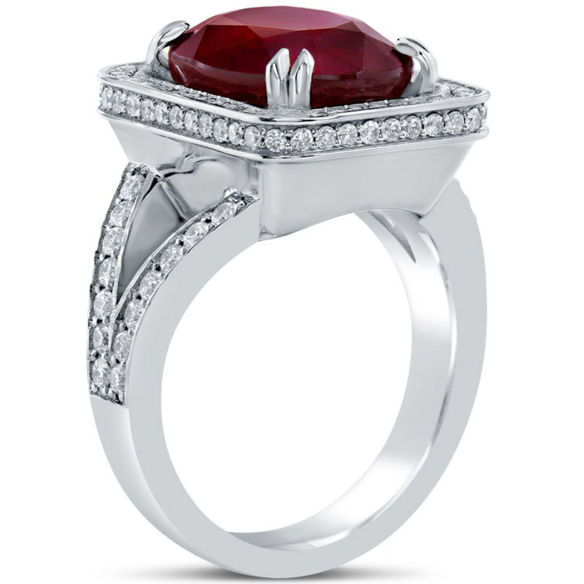Incredible LARGE Red Ruby Ring in 14k Solid White Gold - Etsy