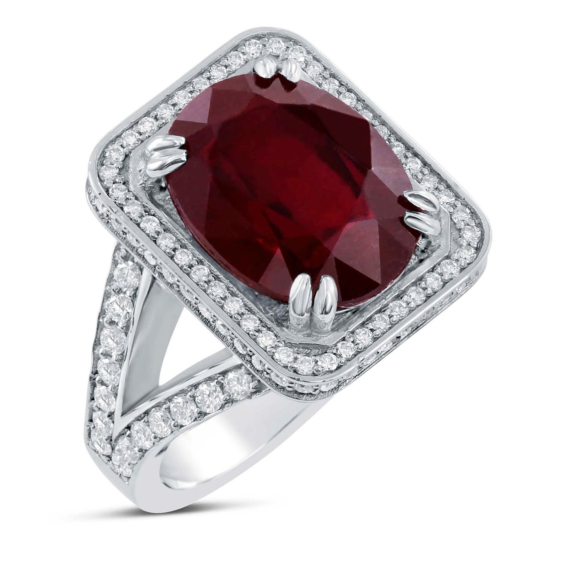 Incredible LARGE Red Ruby Ring in 14k Solid White Gold - Etsy